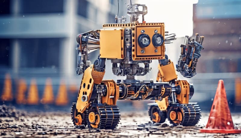 Autonomous Construction Robot in Urban Setting Stock Photo - Image of ...