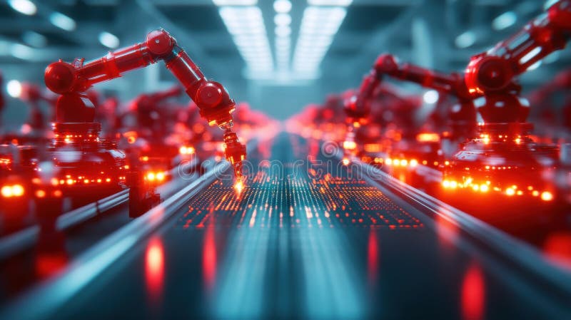 Realistic Robotics Process in a Modern Factory Setting Stock Photo ...