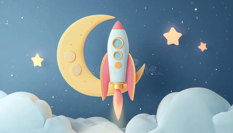 Realistic Rocket Ship in Space Stock Image - Image of logo, adventure ...