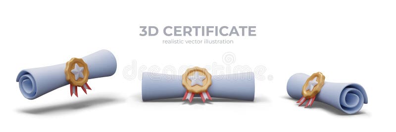Realistic Rolled Certificate with Seal. Paper Scroll, Document Stock ...