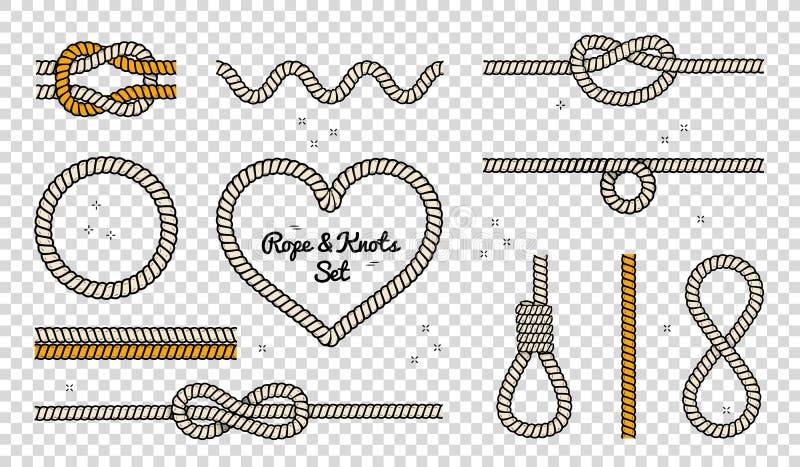 Realistic Rope Knots Set - Different Great Vector Illustrations ...