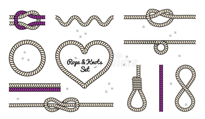 Realistic Rope Knots Set - Different Great Vector Illustrations ...