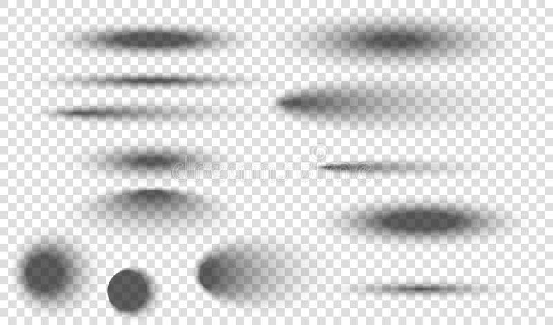 Realistic Round Drop Shadow. Gray Circle and Oval Shadows with Soft ...