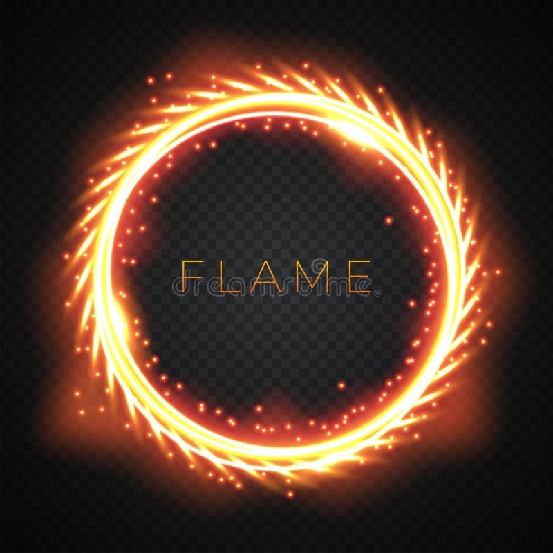 Realistic Round Light Fire Flame Frame Stock Vector - Illustration of ...
