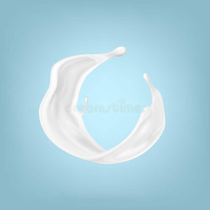 Realistic Round Milk Splash Isolated on Blue Background Stock ...