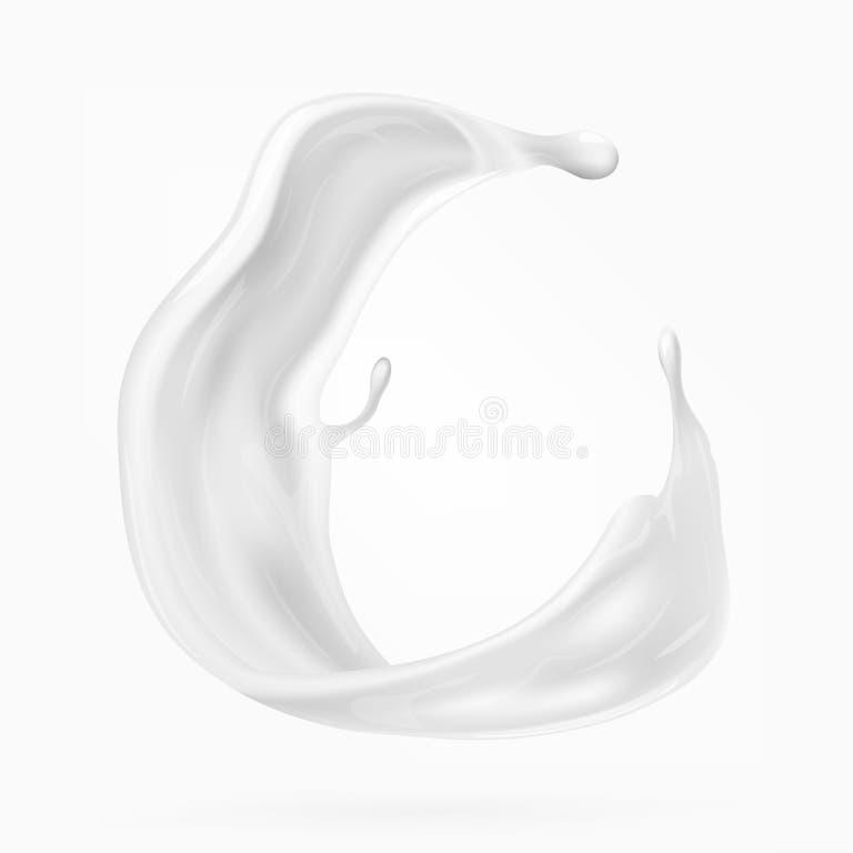 Realistic Round Milk Splash Isolated on Blue Background Stock ...