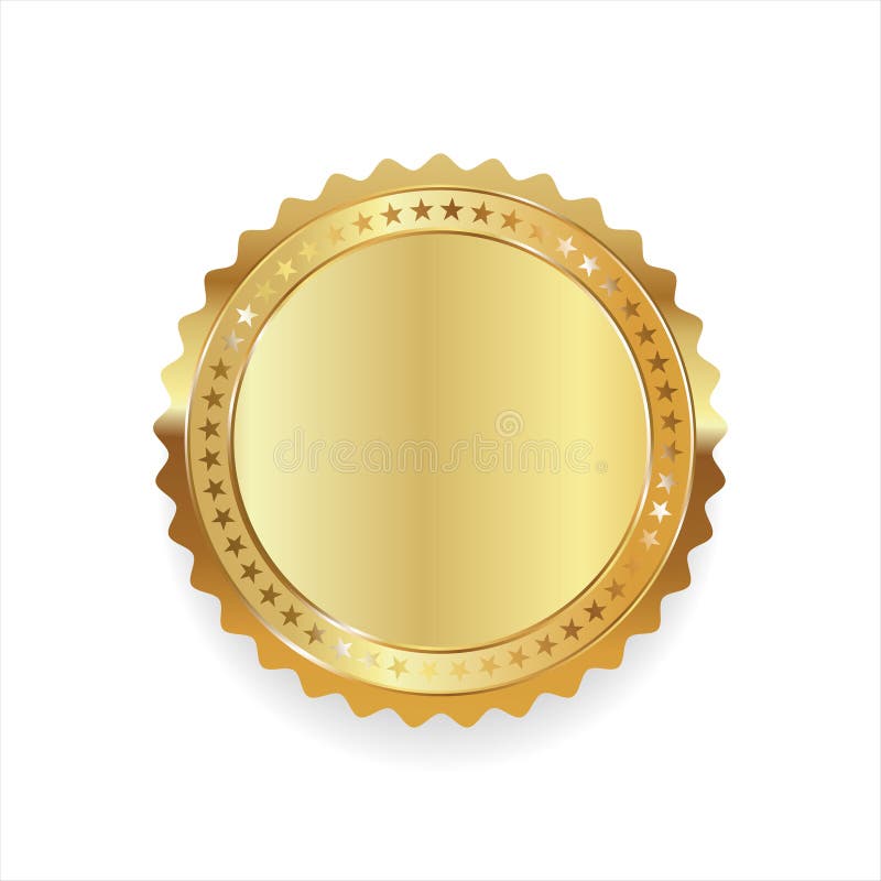 Realistic Round Shiny Blank Gold Award Badge Vector Illustration Stock ...