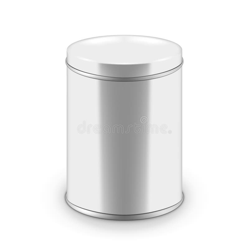 Realistic Round White Glossy Tin Can with Lid Stock Vector ...