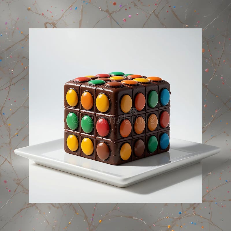 Realistic Rubik’s Cube Chocolate Cake with Colorful Candy Grid ...