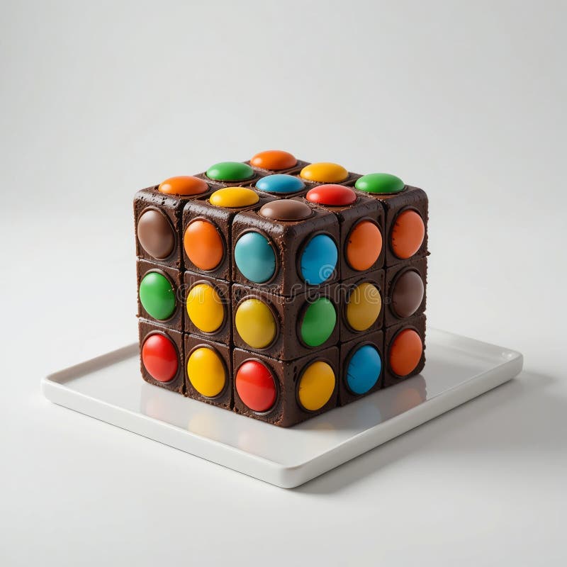 Realistic Rubik’s Cube Chocolate Cake with Colorful Candy Grid ...