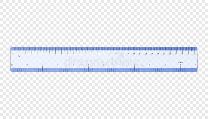 Realistic Ruler. Centimeters and Inches Transparent Blue Plastic Ruler ...