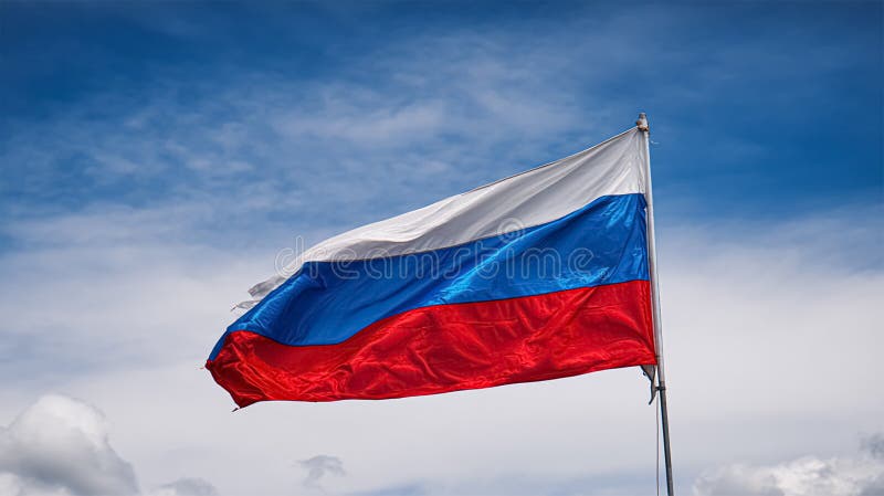 Realistic Russian Flag in High Quality 4K. Stock Image - Image of ...