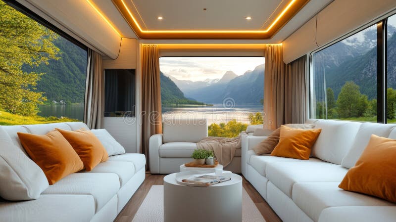 A Realistic RV Interior Equipped with an Advanced Furniture System and ...