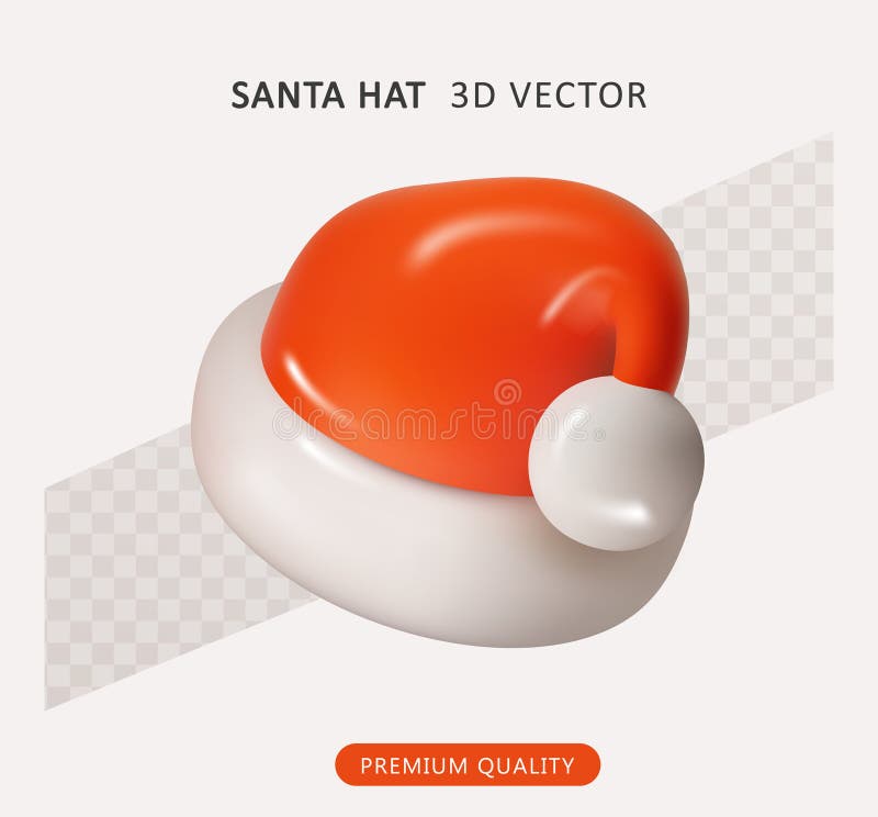 Realistic Santa Hat Isolated. 3d Christmas Decoration Vector Design ...