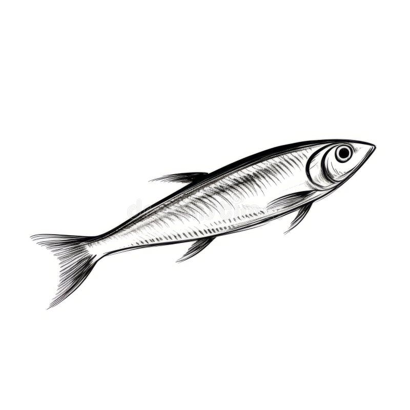 Stunning Sardine Drawing: Classic Tattoo Motifs in Silver Style Stock ...