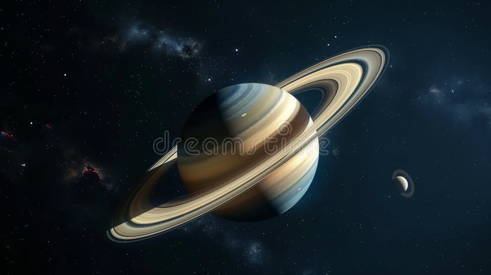 Realistic Saturn Planet in Outer Space Stock Illustration ...