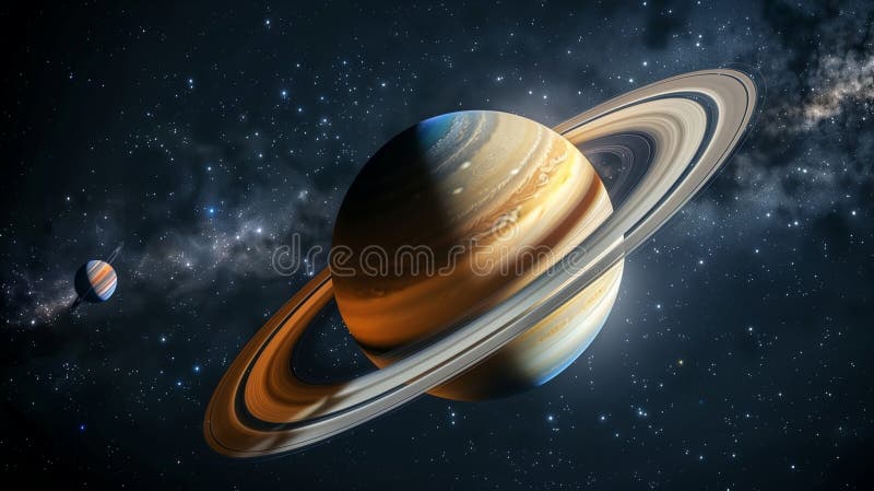 Realistic Saturn Planet in Outer Space Stock Illustration ...