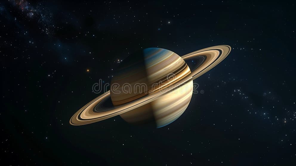 Realistic Saturn Planet in Outer Space Stock Illustration ...