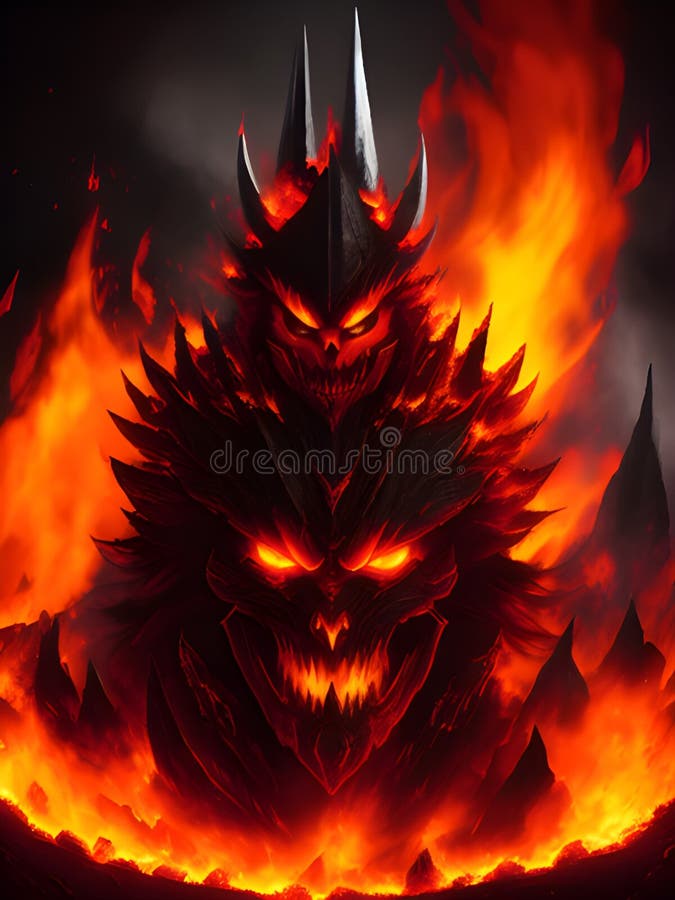 Realistic Scary Skull with Burning Red Fire, Ai Generated Stock ...