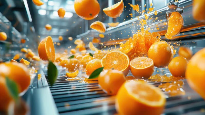 Realistic Scene of Citrus Fruits in a Factory Setting Stock Image ...