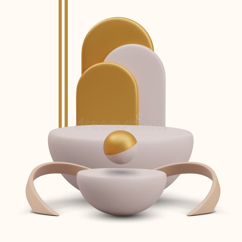 Realistic Scene with Different Geometrical Figures. Concept of Modern ...