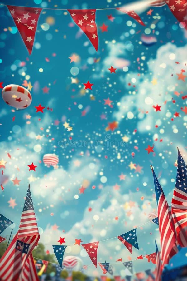 Realistic Scene of a Parade with Flags and Stars for Patriot Day ...