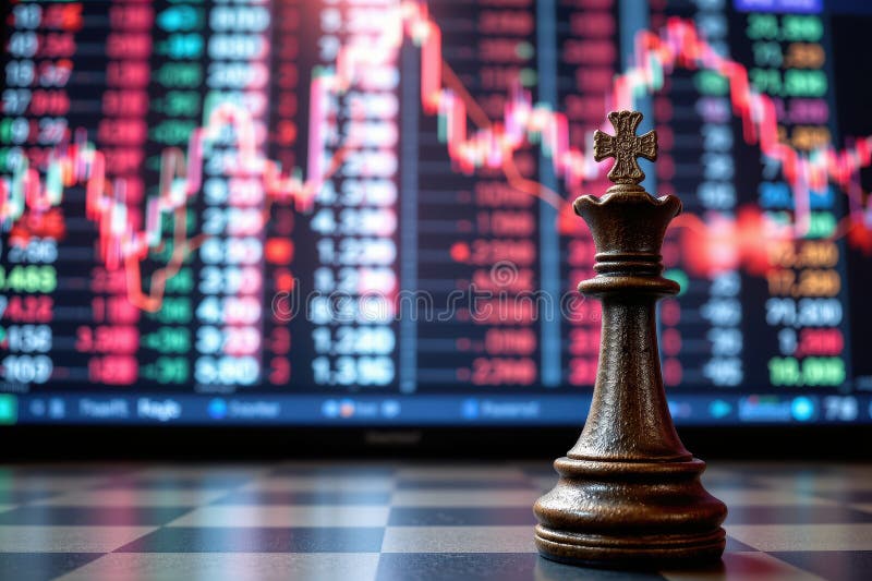 Realistic Scene of a Rook Standing with Bright Upward Moving Trading ...