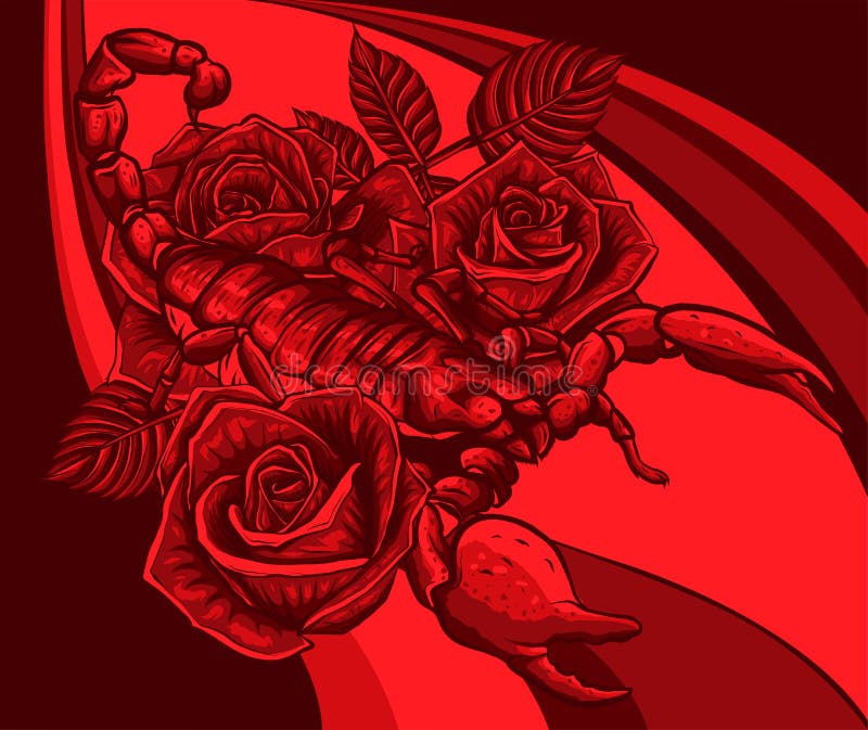 Detailed Realistic Scorpio in a Decorative Frame of Roses. Stock Vector ...