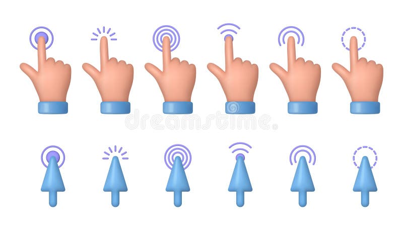 Realistic Screen and Computer Cursor, Hand Pointer Stock Vector ...