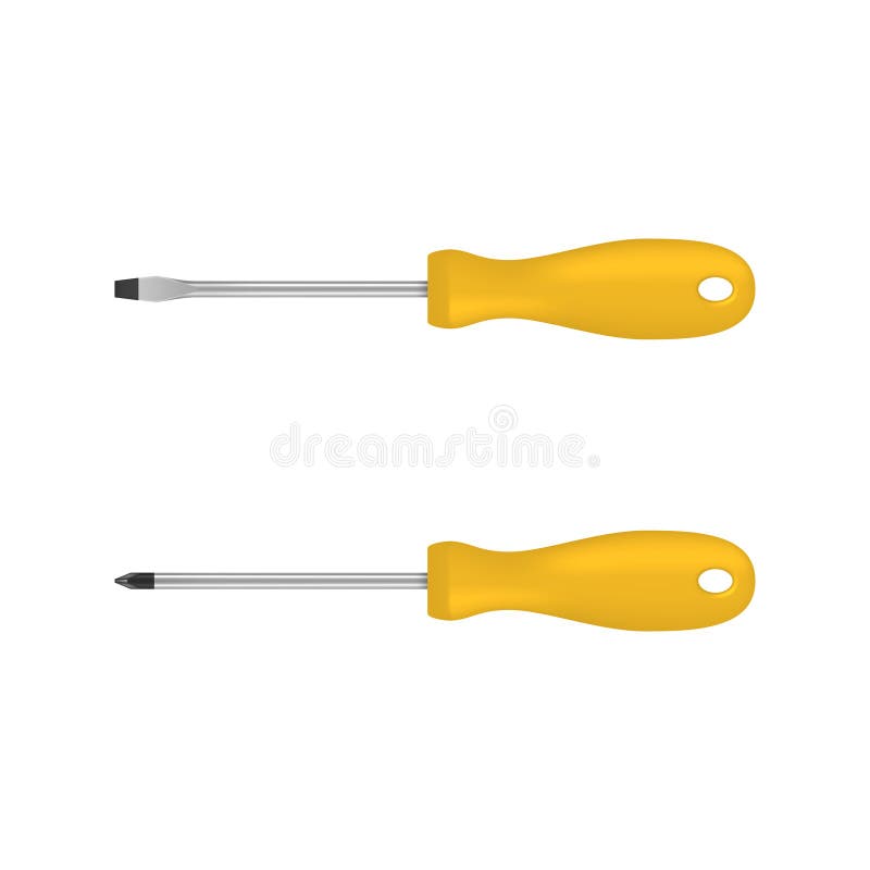 Realistic Screwdriver on White Background. Stock Vector - Illustration ...