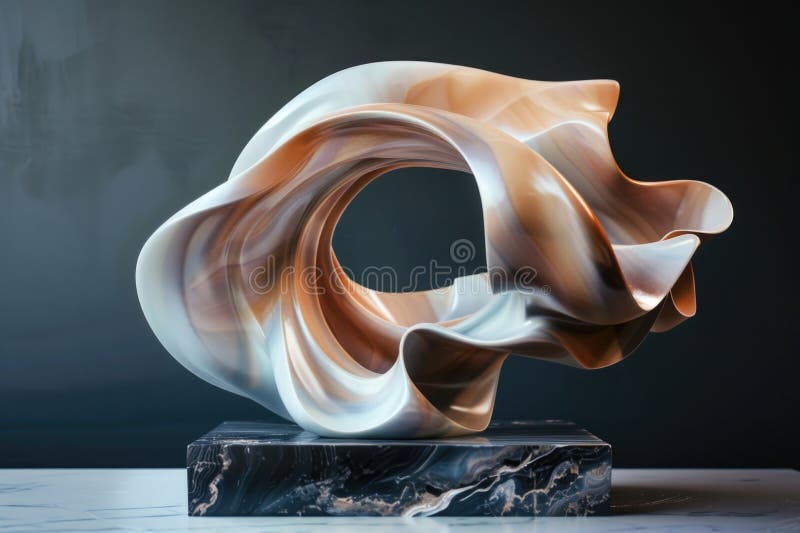 A Realistic Sculpture of a Wave on a Marble Base, Perfect for ...