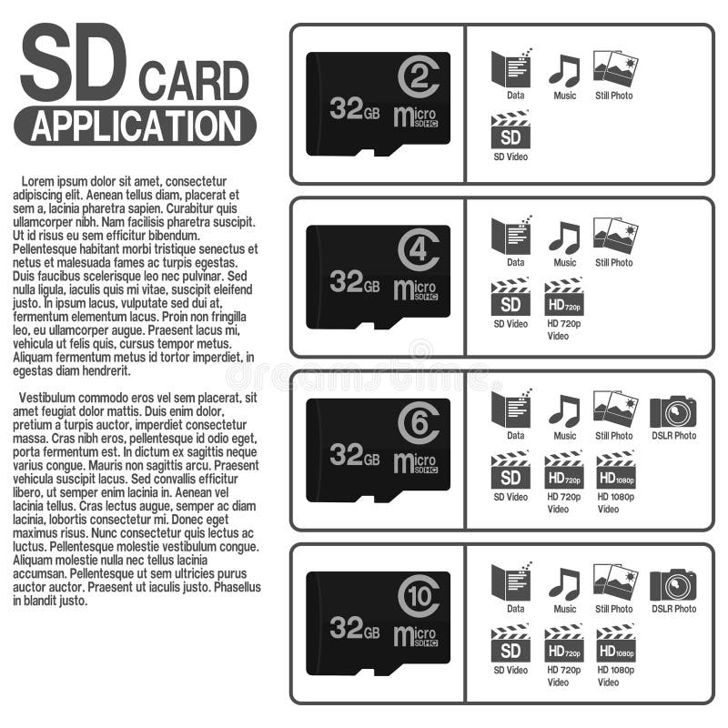 Realistic SD Card and Its Application for Each Class Stock Vector ...