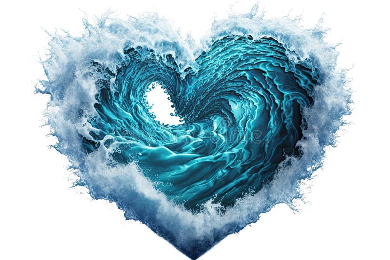 Realistic Sea Wave Light Blue in the Shape of a Heart. Generative AI ...