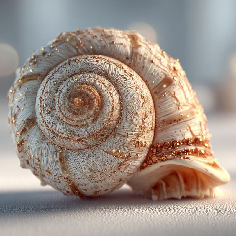 Realistic Seashell with Spiraling Texture and Soft Lighting, Detailed ...