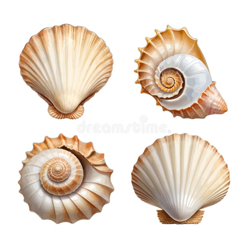 Realistic Seashells Set Vector Illustration Stock Illustration ...