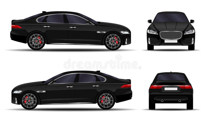 Realistic sedan car. stock illustration. Illustration of back - 130664673