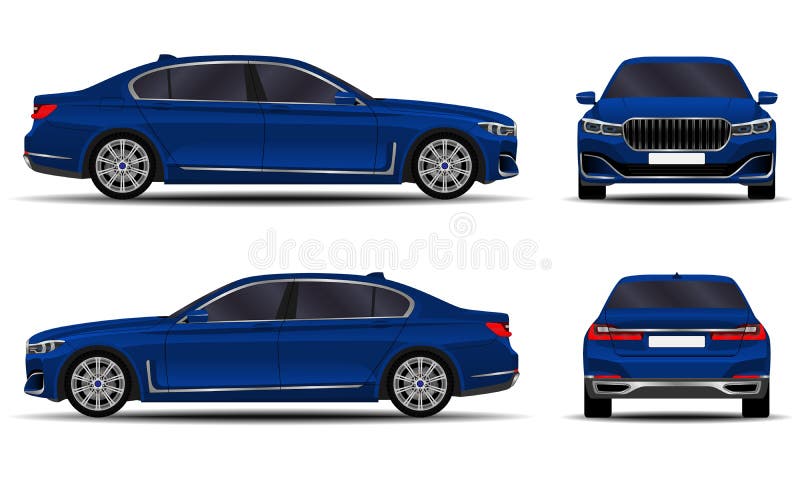 Realistic sedan car stock illustration. Illustration of back - 147528560