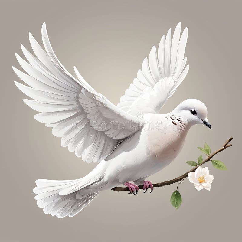 Realistic Serenity, a Cute Dove Stock Illustration - Illustration of ...