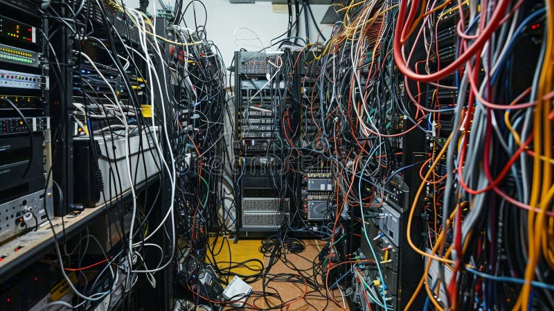 Realistic Server Room Depiction from a Distance, Highlighting Textures ...