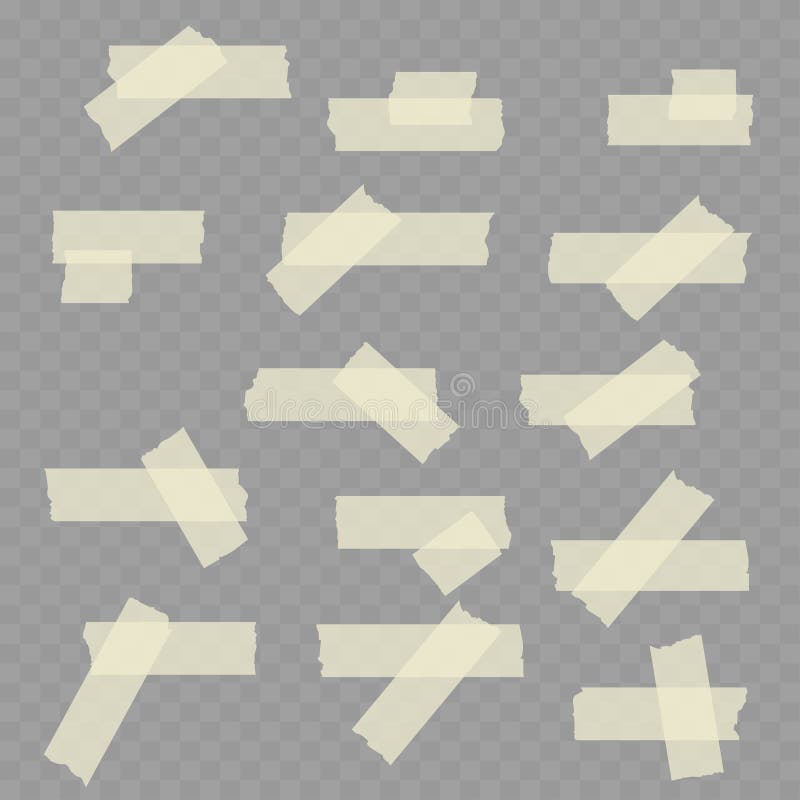 Realistic Set of Beige Adhesive Tape Pieces on Transparent Background ...