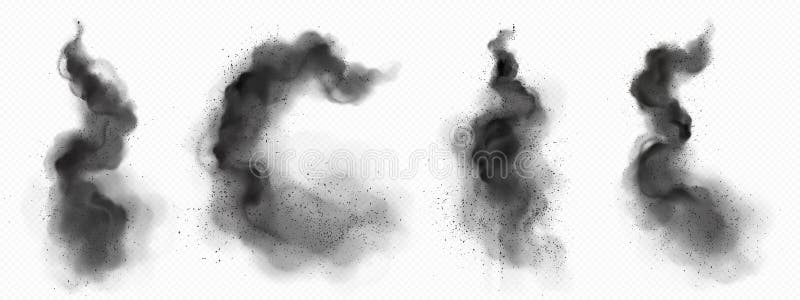 Realistic Set of Black Smoke Trails Stock Vector - Illustration of ...