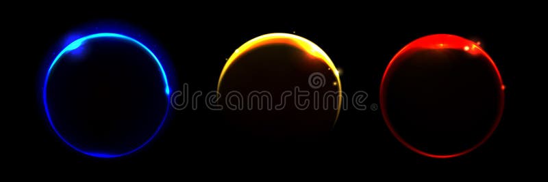 Realistic Set of Color Solar Eclipse Effects Stock Vector ...