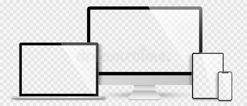Realistic Set Computer, Laptop, Tablet and Smartphone. Device Screen ...