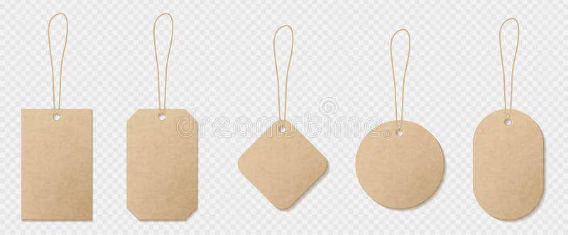 Realistic Set of Craft Paper Labels on String Stock Vector ...