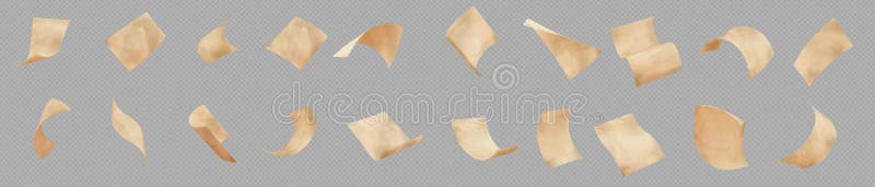 Realistic Set of Craft Paper Sheet Falling Down Stock Vector ...