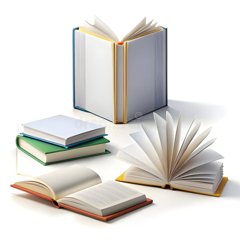 Realistic Set of 3d Open and Closed Books Stock Illustration ...