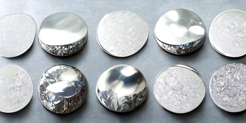 Realistic Set of Glossy Silver Round Panels Isolated on Silver ...