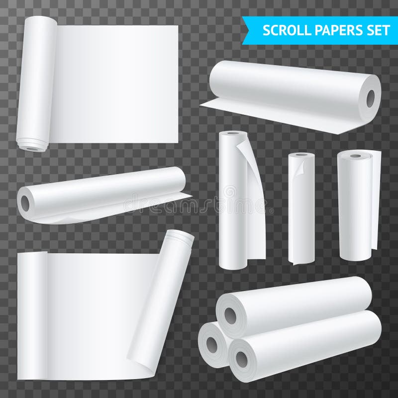 Clean White Paper Scrolls Transparent Set Stock Vector - Illustration ...