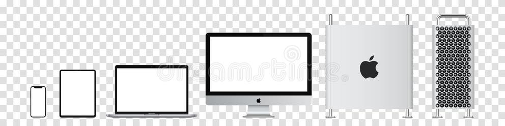 Realistic Set of Mac Pro, Imac, Macbook, Ipad, Iphone by Apple Inc ...