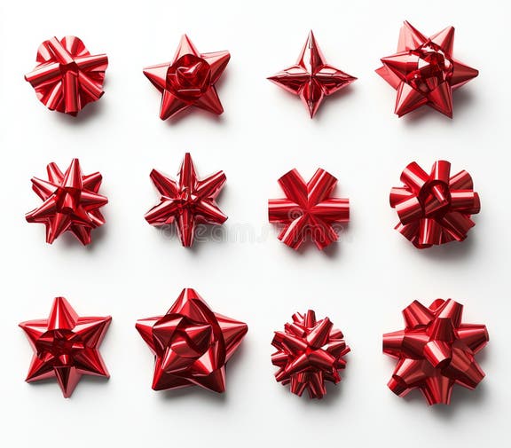 A Realistic Set of Red Bows Featuring Single, Double, and Multiple ...